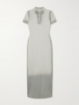Loewe Midikleid Aus Piqu&eacute; Aus Einer Baumwollmischung Mit Farbverlauf Und Polokragen - Grau