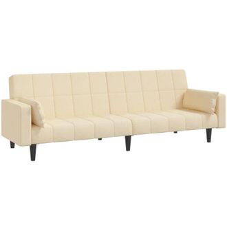 vidaXL Schlafsofa 2-Sitzer mit 2 Kissen Creme Stoff Vidaxl