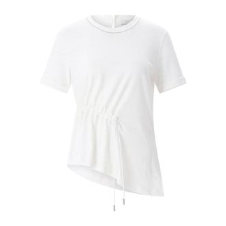PESERICO T-shirt &agrave; col rond avec garniture en strass - Femme - Tops - Blanc - Taille: 42 FR