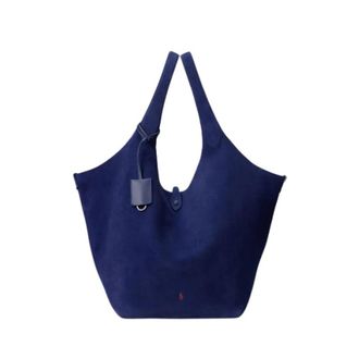 Polo Ralph Lauren Wildleder Gro&szlig;e Tote Tasche mit Spielerlogo - - Bags - Damen - Blau - ONE SIZE