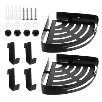 NUOBESTY jojofuny 2 Stück Edelstahl Wand Eckregale für Badezimmer und Küche Rostfrei Wasserabweisend mit Bohrmontage Platzsparende Duschablage und Eck Organize