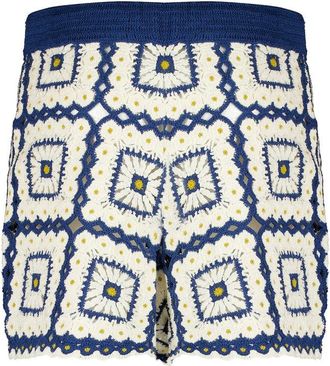 Alemais Crochet Cotton Patchwork Shorts - Blue