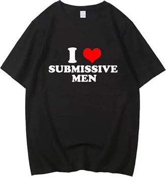 Keephen I Love Submissive Men Things T-Shirt Dr&ocirc;le Lettre Impression 3D Manches Courtes Col Rond Casual Tee Shirts Tops pour Femmes Hommes