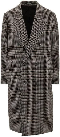 Emporio Armani Prince of Wales tweed double-breasted coat Man 50