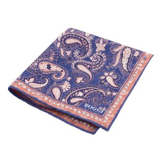 Boggi Milano Homme, Accessoires, Rose, Taille: ONE Size Pochette de costume en soie &agrave; imprim&eacute; cachemire