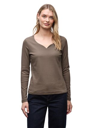 Street One Shirt mit Herzausschnitt Silk Brown 46