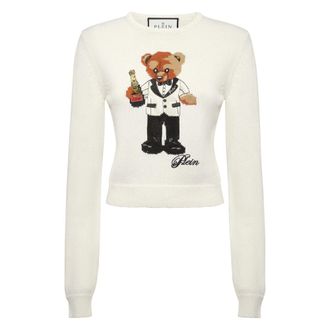 Philipp Plein Femme, Pulls, Beige, Taille: 38 FR Pullover Round Neck Ls Teddy