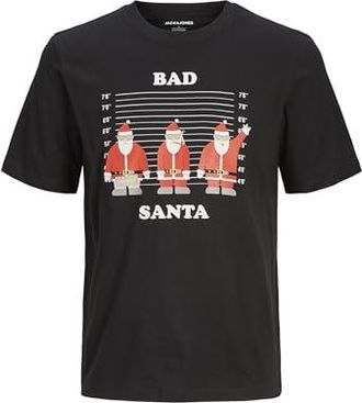Jack & Jones Jjxmas Funny Tee SS T-Shirt &agrave; col Rond pour Homme, Noir, S