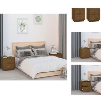 vidaXL Nachttische 2 Stk. Honigbraun 40x34x45 cm Massivholz Kiefer - Nachttische - Holzm&ouml;bel - Kiefernholz - Wohnzimmerm&ouml;bel - Schlafzimmerm&ouml;bel