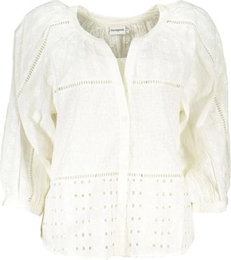Desigual Femme, Blouses et Chemises, Blanc, Taille: 36 FR Chemise &agrave; Manches Longues Blanche Femme