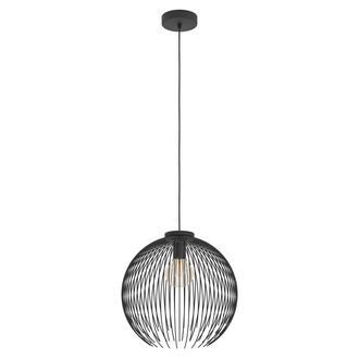 Eglo H&auml;ngelampe Venezuela, Pendelleuchte &uuml;ber Esstisch, runde Esszimmerlampe aus Metall in Schwarz, H&auml;ngeleuchte mit E27 Fassung, &Oslash; 40 cm