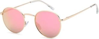 styleBREAKER Lunettes de soleil unisexes en forme de panto avec verres ronds plats et branches en métal avec charnière à ressort, monture complète 09020077, Montur