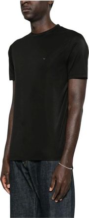 Emporio Armani Homme, Tops, Noir, Taille: XL T-shirt en soie modale