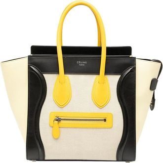 Celine Crossbody Bags - Micro Tricolor Canvas and Leather Luggage Tote - Gr. unisize - in Braun - f&uuml;r Damen