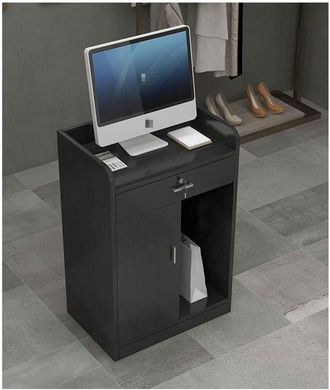 Generic Moderne kleine Rezeption mit abschlie&szlig;baren Schubladen - gebogener MDF-Z&auml;hler auf der Vorderseite f&uuml;r Salon und B&uuml;ro Kasse stilvolles schwarzes Design