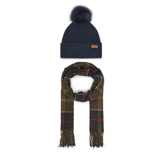 Barbour Set Schal und M&uuml;tze Barbour Dover LGS0054TN11 Dunkelblau