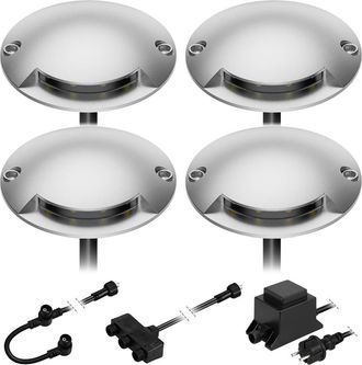 LEDs Com LED Boden-Aufbau-Leuchte Bunda, 1-flammig, für außen, befahrbar, kalt-weiß, 4er Set