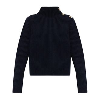Ferragamo Rollkragenpullover mit dekorativer Schulterspange - - Knitwear - Damen - Blau - S