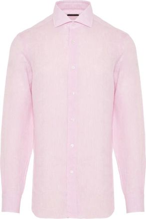 Barba Homme, Chemises, Rose, Taille: 4XL Chemise en Lin Italienne