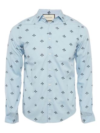 Gucci Hemd mit Bienen-Print - Blau