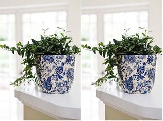 Ivyline Blumentopf, Keramik, blau, 16 cm (Packung mit 2)