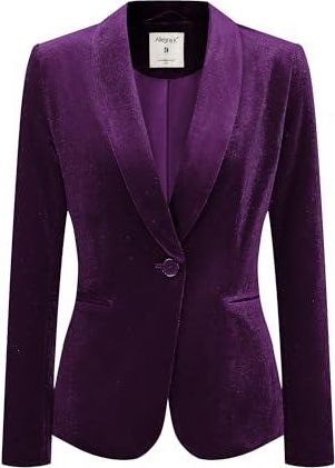 Allegra K Blazer en Velours Femme à Col Châle avec 1 Bouton Déguisement Blazer daffaires Décontracté Veste Automne pour Cérémonie Violet XL