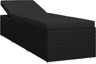 vidaXL Sonnenliege mit Auflage Poly Rattan Schwarz Vidaxl