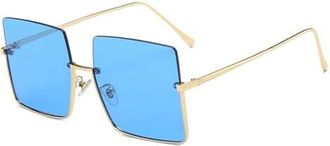 Generic Lunettes De Soleil À Monture Large En Métal For Hommes, For Sports Plein Air, For Femmes, For Fêtes(Blue)