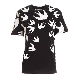 Alexander McQueen Samt Schwalben T-Shirt - - Tops - Damen - Schwarzk - XS