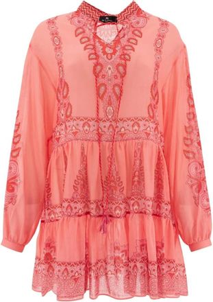 Etro Femme, Blouses et Chemises, Rose, Taille: 40 FR Robe Tunique &Eacute;vas&eacute;e &agrave; Imprim&eacute; Paisley