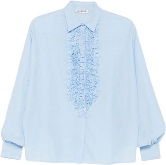 SoSUE Femme, Blouses et Chemises, Bleu, Taille: 40 FR Chemise &agrave; Volants sur le Devant