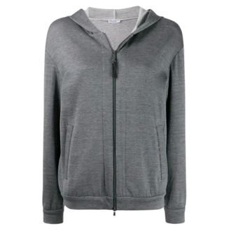 Brunello Cucinelli SweaT-shirt zipp&eacute; &agrave; manches longues - Femme - Sweatshirts et sweats &agrave; capuche - Gris - Taille: 42 FR