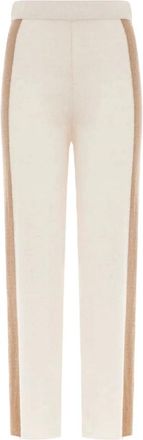 Akep Femme, Pantalons, Beige, Taille: 36 FR Pantalon droit &agrave; rayures lat&eacute;rales