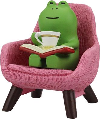 Generico Skulptur - sitzende Froschstatue, Miniatur-Kaffee zum Lesen, Dekoration f&uuml;r Sofaposition, Bezaubernder Gartentisch f&uuml;r Zuhause, B&uuml;ro, Display