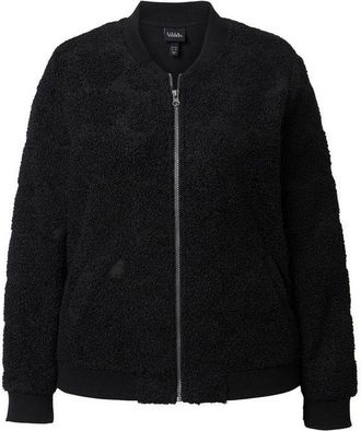 Ulla Popken Kurzjacke Teddy-Blouson Herzen Collegekragen Langarm