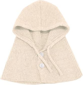 Generic Bonnet dhiver chaud pour enfants - Écharpe tricotée intégrée - Chapeau en laine pour entraînement par temps froid - Vie quotidienne, beige, M