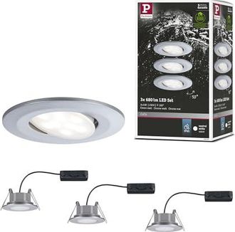 Paulmann 99929 spots enc. LED Calla rond kit de 3 incl. 3x6W IP65 gradable projecteurs enc. Chrome mat éclair. darmoire plastique. lampe enc. 4000K