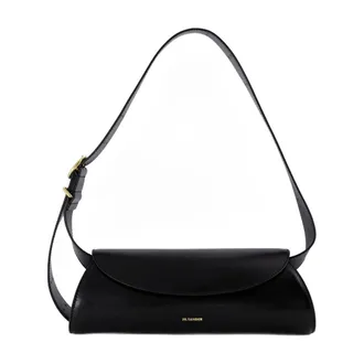 Jil Sander Womens Cannolo Bag Leather Black Calfskin Shoulder-hobo-bags