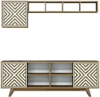 Dmora TV-Schrank Nair 160x35x56,2 cm Braun 6 B&ouml;den 4 F&auml;cher