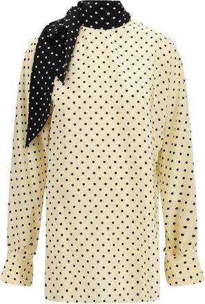 Valentino Polka Dot Blouse with Side Bow - - Blouses & Shirts - Damen - Beige - M