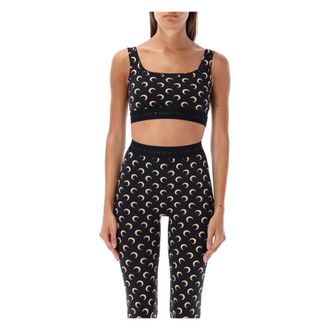 Marine Serre Femme, Sport, Noir, Taille: 42 FR Soutien-gorge de sport noir Moon Topwear