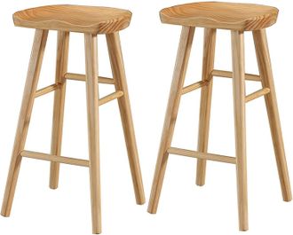 Generic Industrielle Barhocker in Tresenh&ouml;he mit Holzsitz und Fu&szlig;st&uuml;tze, 66/76 cm hoch, f&uuml;r K&uuml;chentheke, Hausbar, Esszimmer