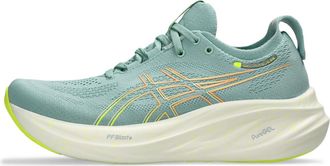 Asics Gel-Nimbus 26 Damen-Laufschuh, Helles Seladongr&uuml;n/Sicherheitsgelb, 5