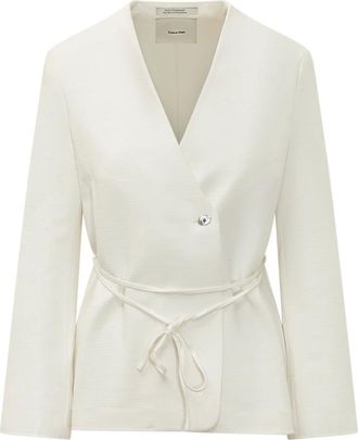 Calvin Klein Femme, Vestes, Blanc, Taille: 36 FR Blazer Textur&eacute; Brillant