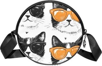 Generic Petit sac &agrave; bandouli&egrave;re rond pour femme, sac &agrave; bandouli&egrave;re tendance hipster avec fermeture &eacute;clair, bretelles r&eacute;glables, sac &agrave; main rond d&eacute;contract&eacute; po