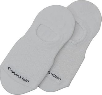 Calvin Klein Lot de 2 paires de chaussettes Diamond Open Work High Cut Footie pour femme, Blanc., taille unique