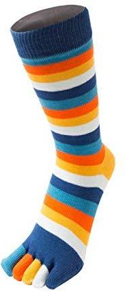 TOETOE TOETOE - Chaussettes &agrave; Rayures Mi-Mollet en Coton &agrave; Cinq Doigts de Tous les Jours pour Femmes et Hommes (Coucher, 35-46)