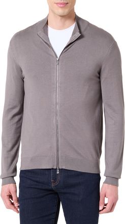 A|X Armani Exchange Mens Essential, Long Sleeve Zip Closure Cardigan Sweater, Grey, XXL