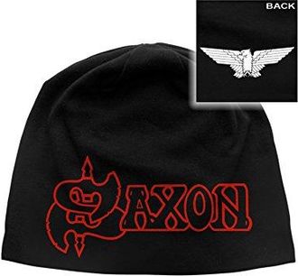 Saxon Bonnet Cap Wheels of Steel Eagle Band Logo Officiel Nouveau Noir One Size Size One Size