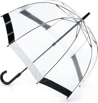 Fulton Umbrellas Vogelkäfig-Regenschirm, schwarz-weißer Rand, Schwarz und Weißrand, Walking Length, Einzeln